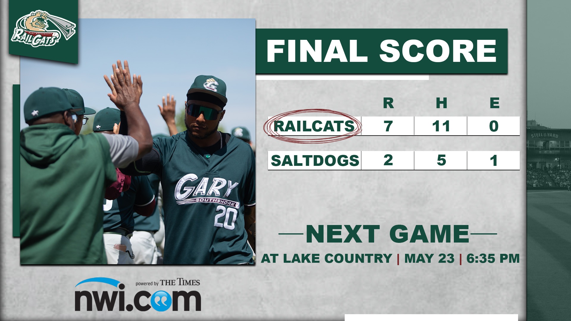 RailCats Top Saltdogs in Series Finale