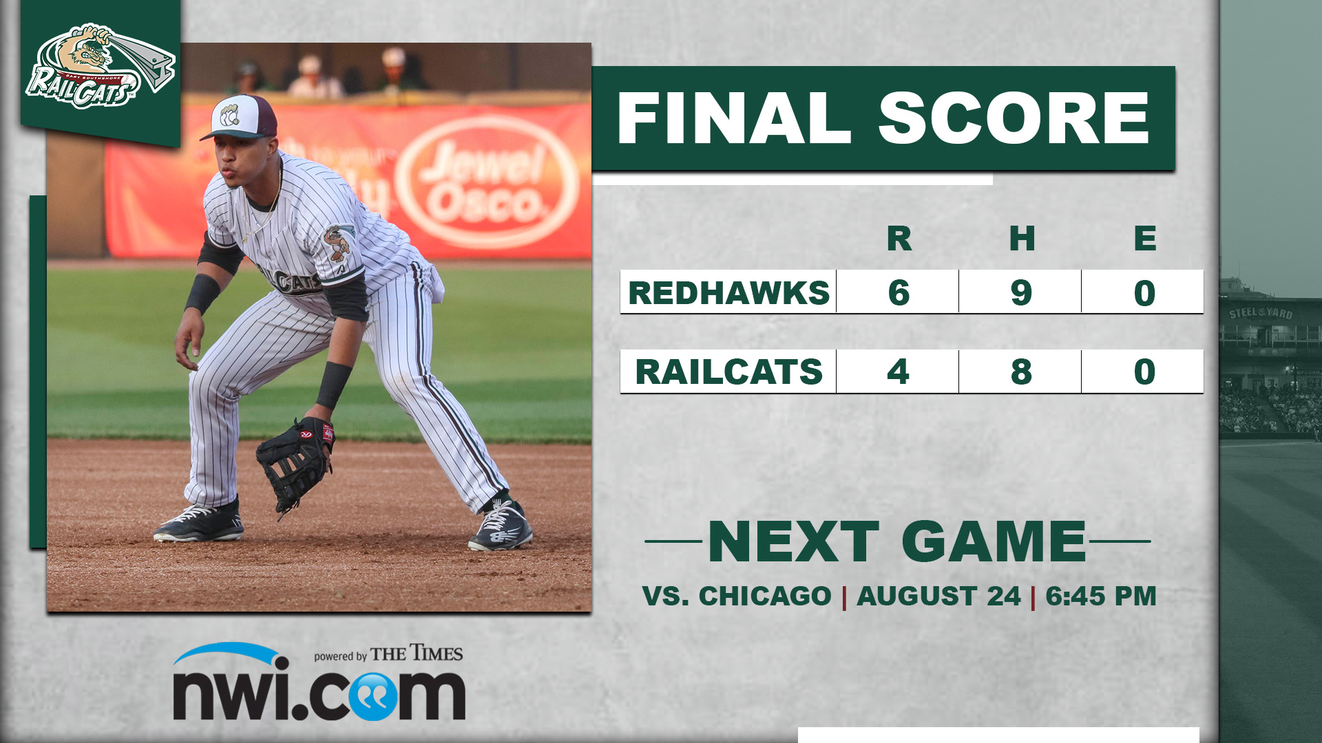 RedHawks Score Three in Eighth To Down RailCats